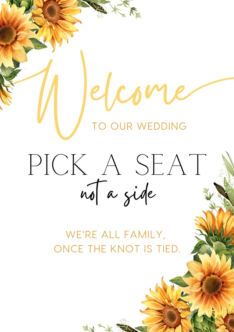 Sunflower Order of the Day Sign | Custom Wedding Boards | Welcome ...