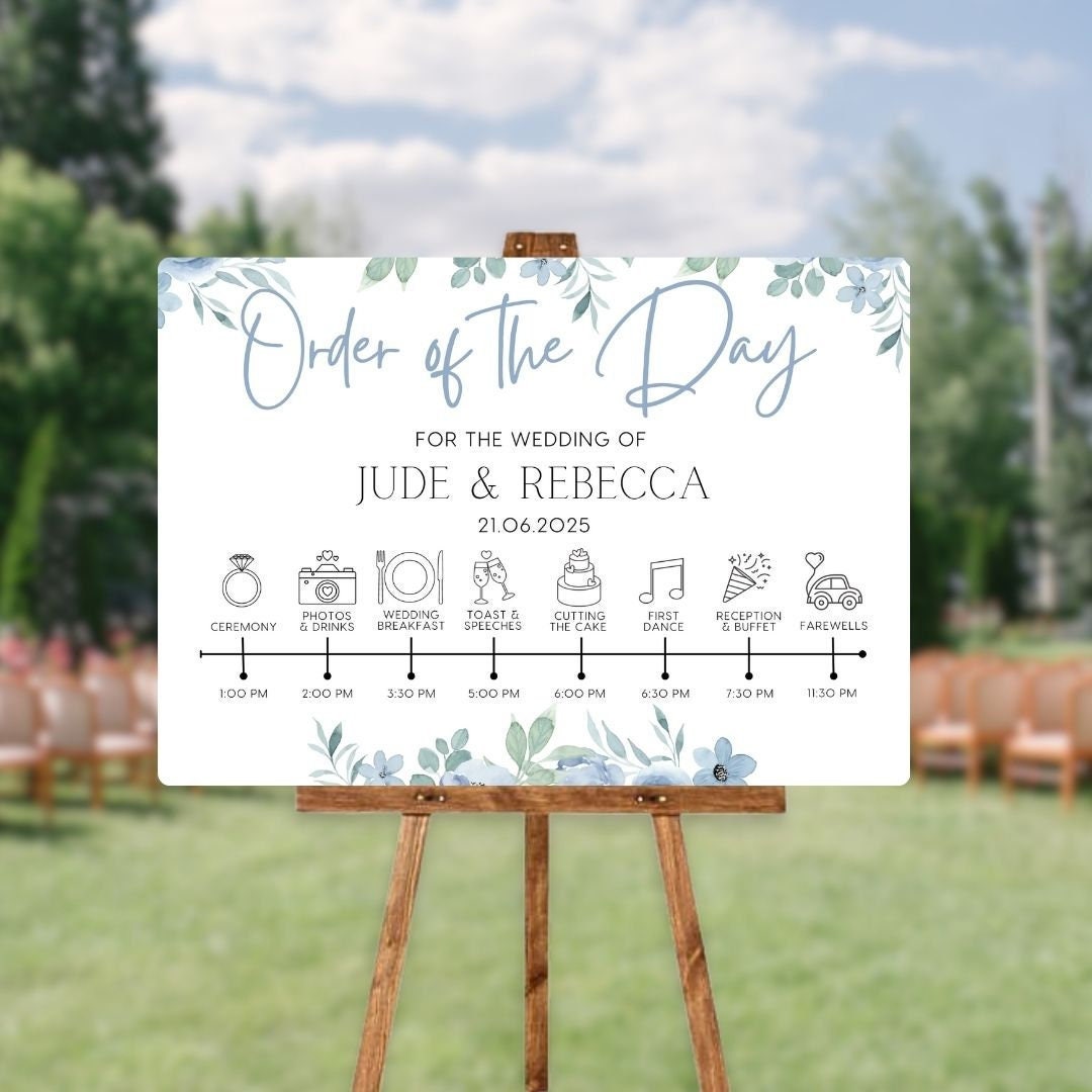 Custom Order of the Day Sign | Custom Wedding Order of Day Board ...