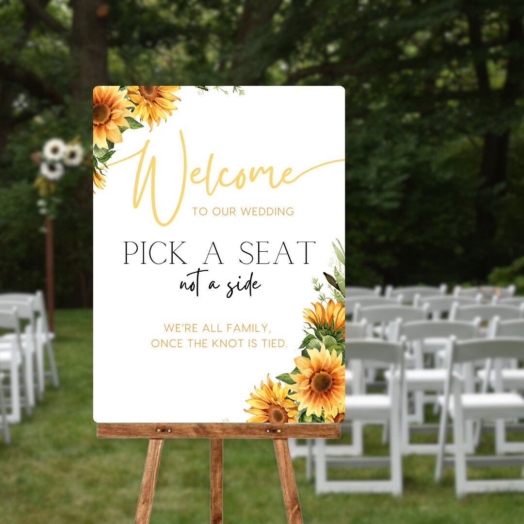Sunflower Pick A Seat Ceremony Sign | Custom Wedding Boards | Order of ...