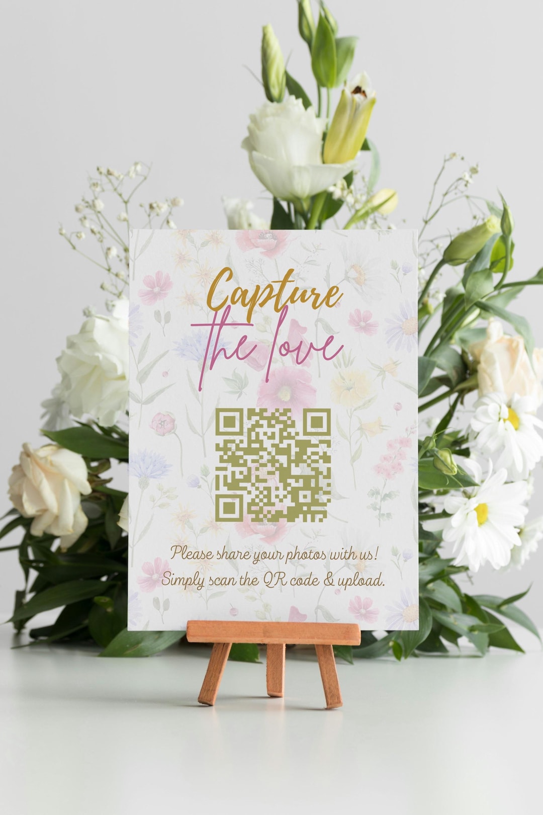 Garden Party Photo Sharing QR Code Sign | Capture the Love Wedding QR ...
