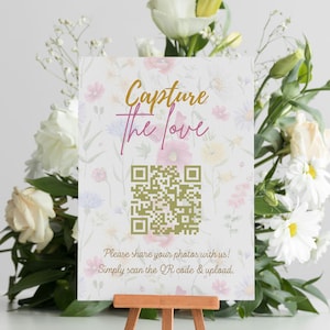 Garden Party Photo Sharing QR Code Sign | Capture the Love Wedding QR ...
