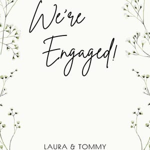 Baby's Breath Floral "we're Engaged!" Engagement Party Sign | Custom ...