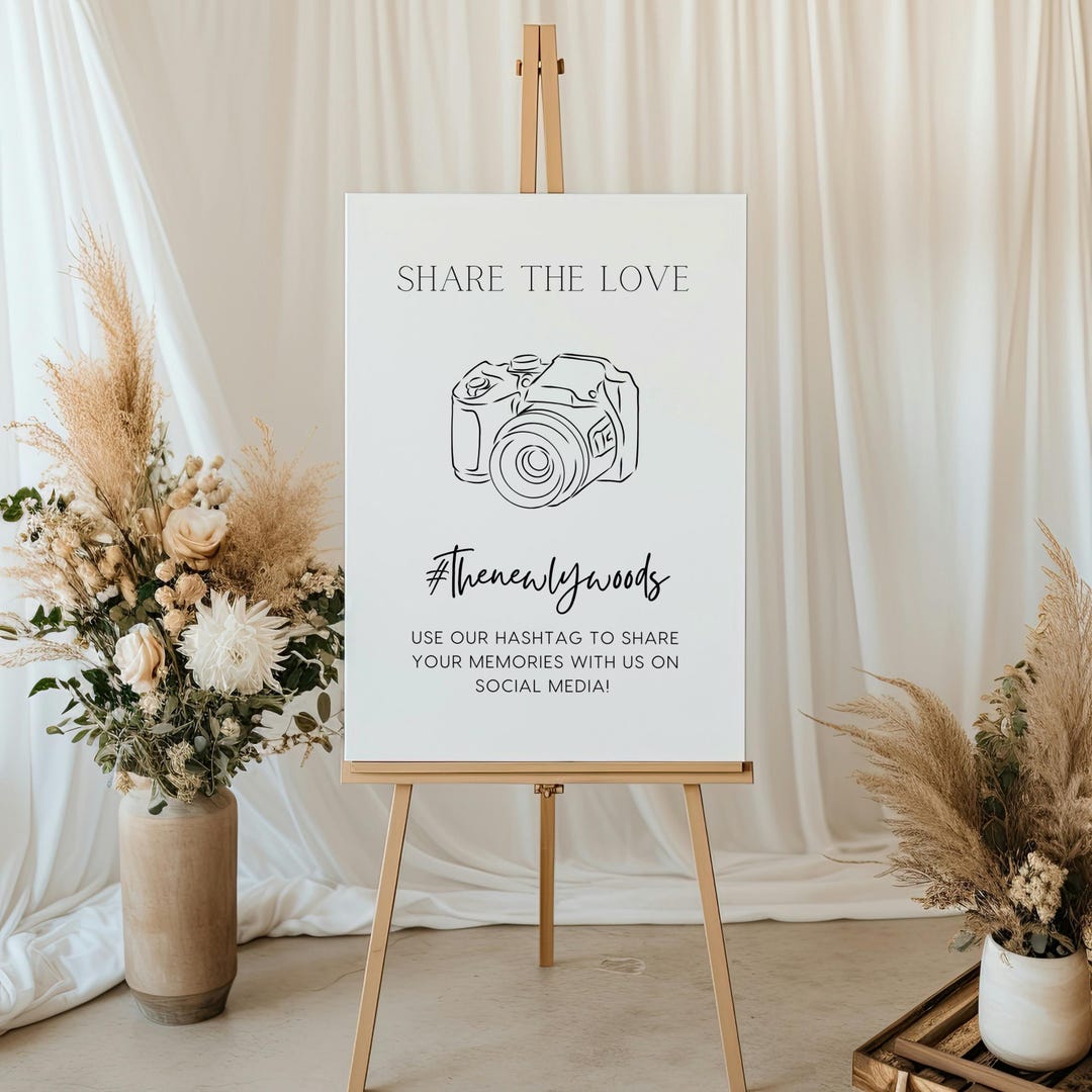 Custom Wedding Hashtag Sign | Minimalist Social Media Hashtag Sign ...