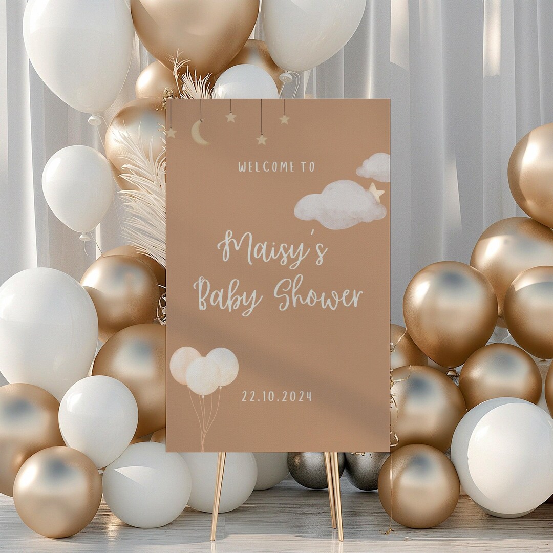 Cute Neutrals Baby Shower Welcome Sign | Custom Baby Shower Sign ...