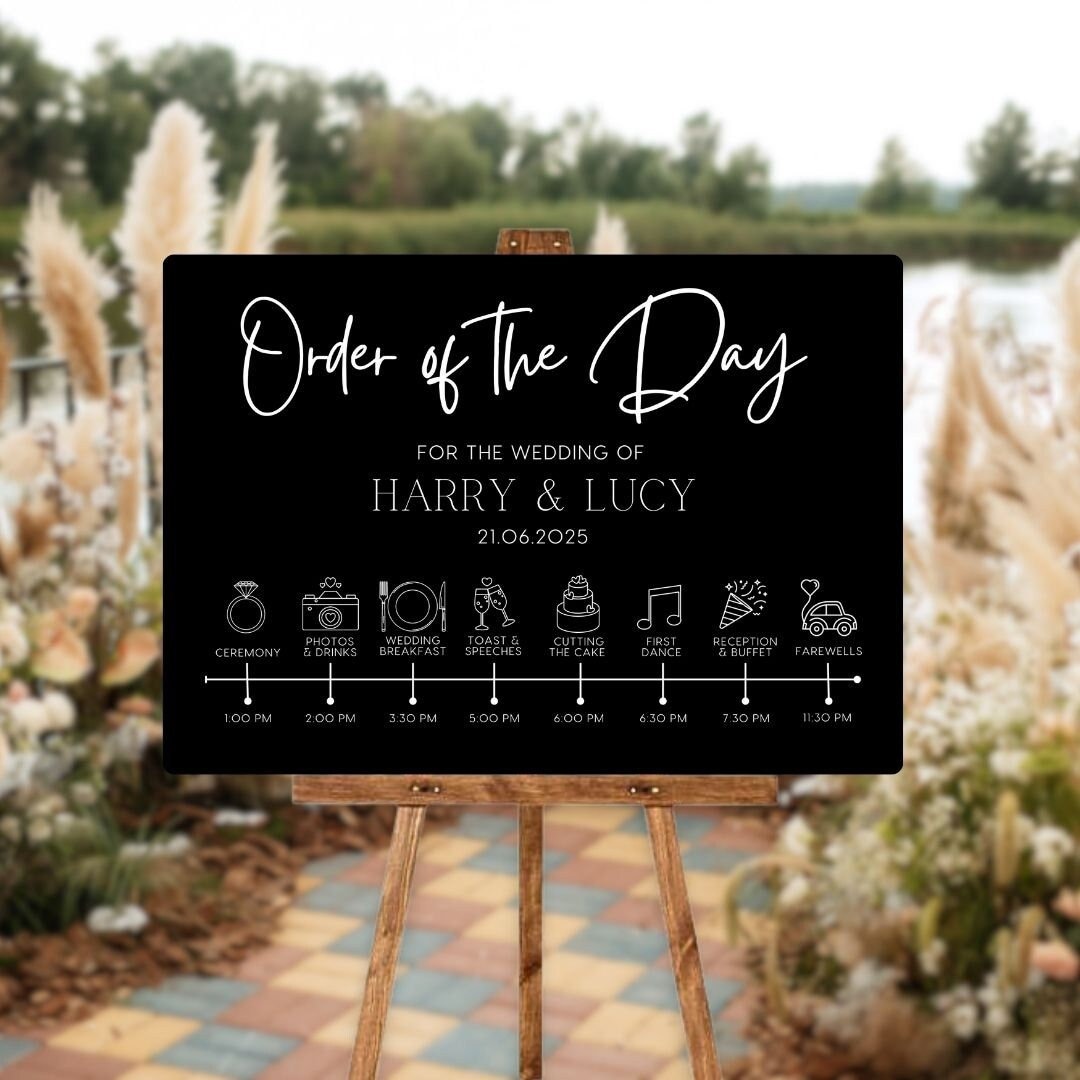 Custom Order of the Day Sign | Custom Wedding Order of Day Board ...
