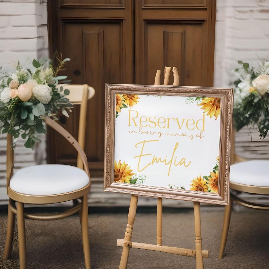 Reserved in Memory Chair Sign for Wedding | Sunflowers Floral Reserved ...