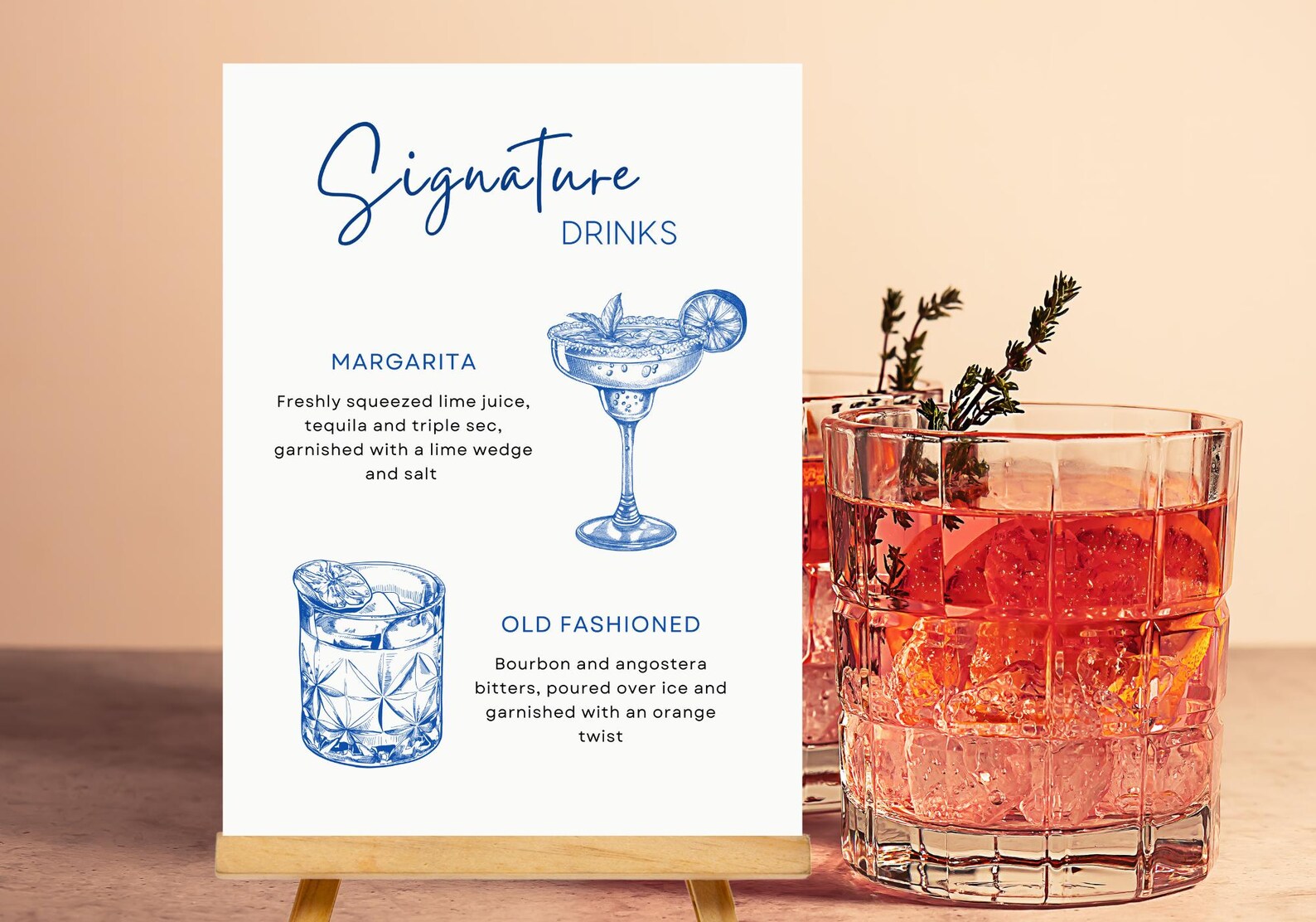 Royal Blue Signature Drinks Sign | Wedding Signature Cocktails Sign ...