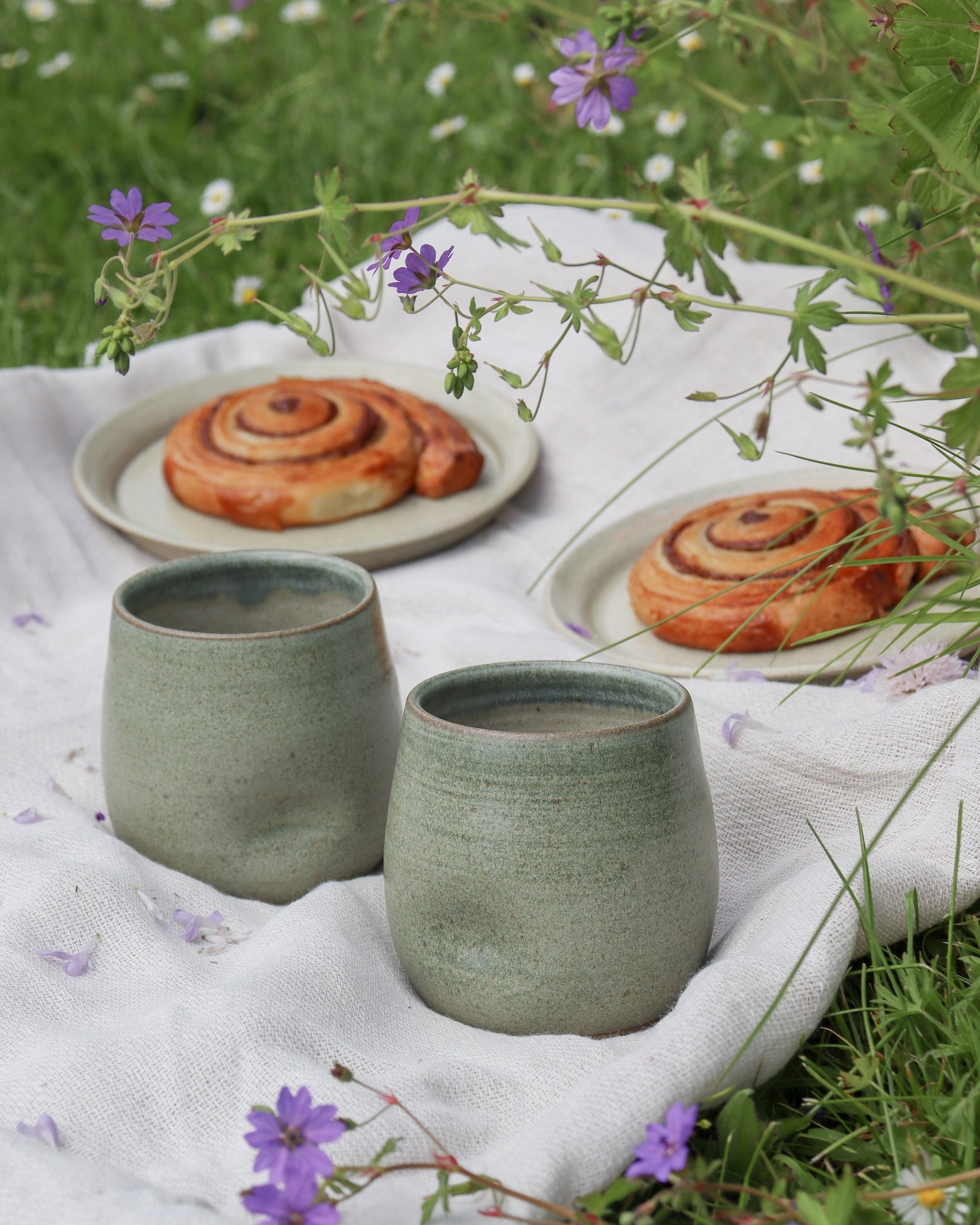 Sage Green Tumbler With Dimple, Hand Made in Stoneware Pottery, Thumb ...