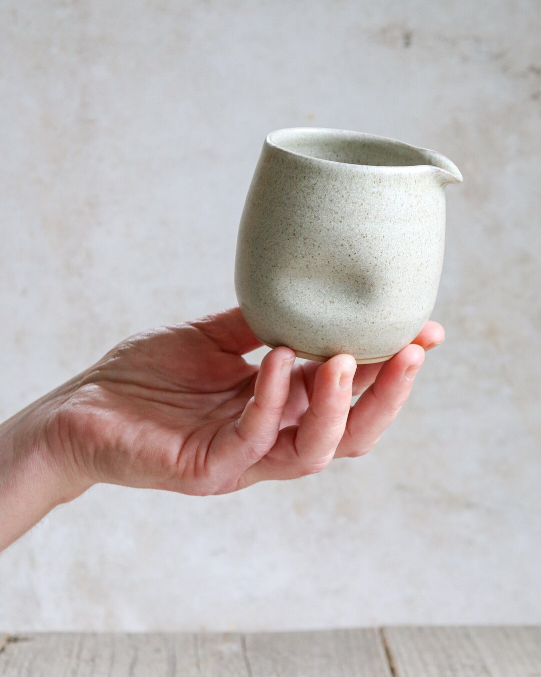 Handmade Stoneware Creamer Jug, off White Pottery Pourer, Pourer Thumb ...