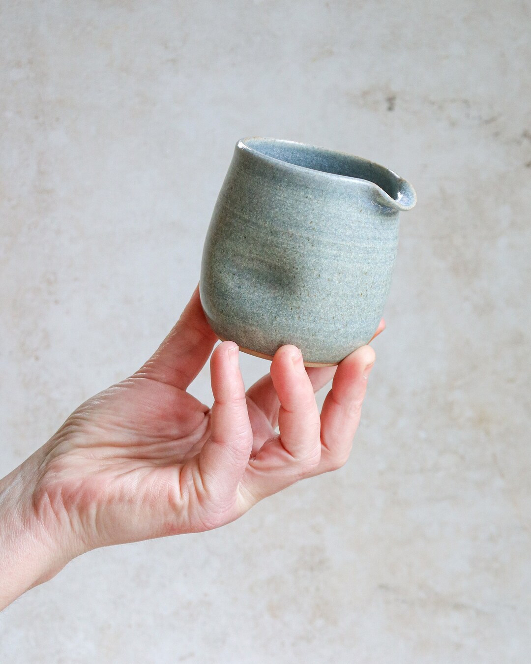 Handmade Stoneware Creamer: Small Blue Milk Jug With Dimple - Etsy