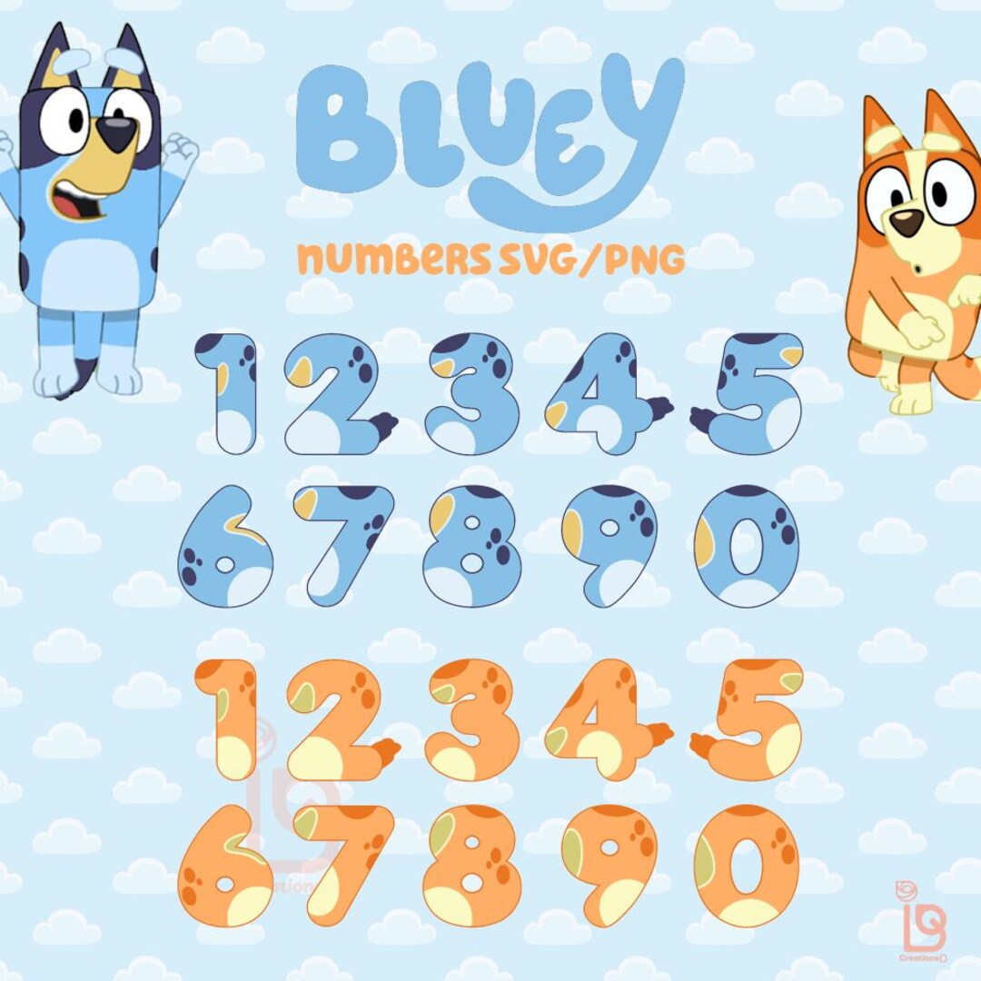 Bluey Numbers Digital Files SVG PNG CRICUT - Etsy UK