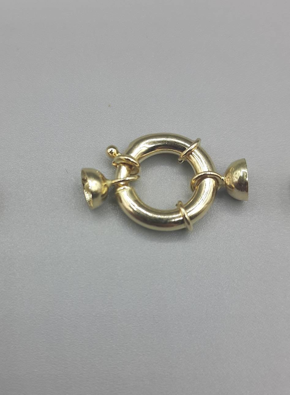 14k Solid Gold Spring Lock, Designer Italy Spring Bolt Ring, 14k Gold ...