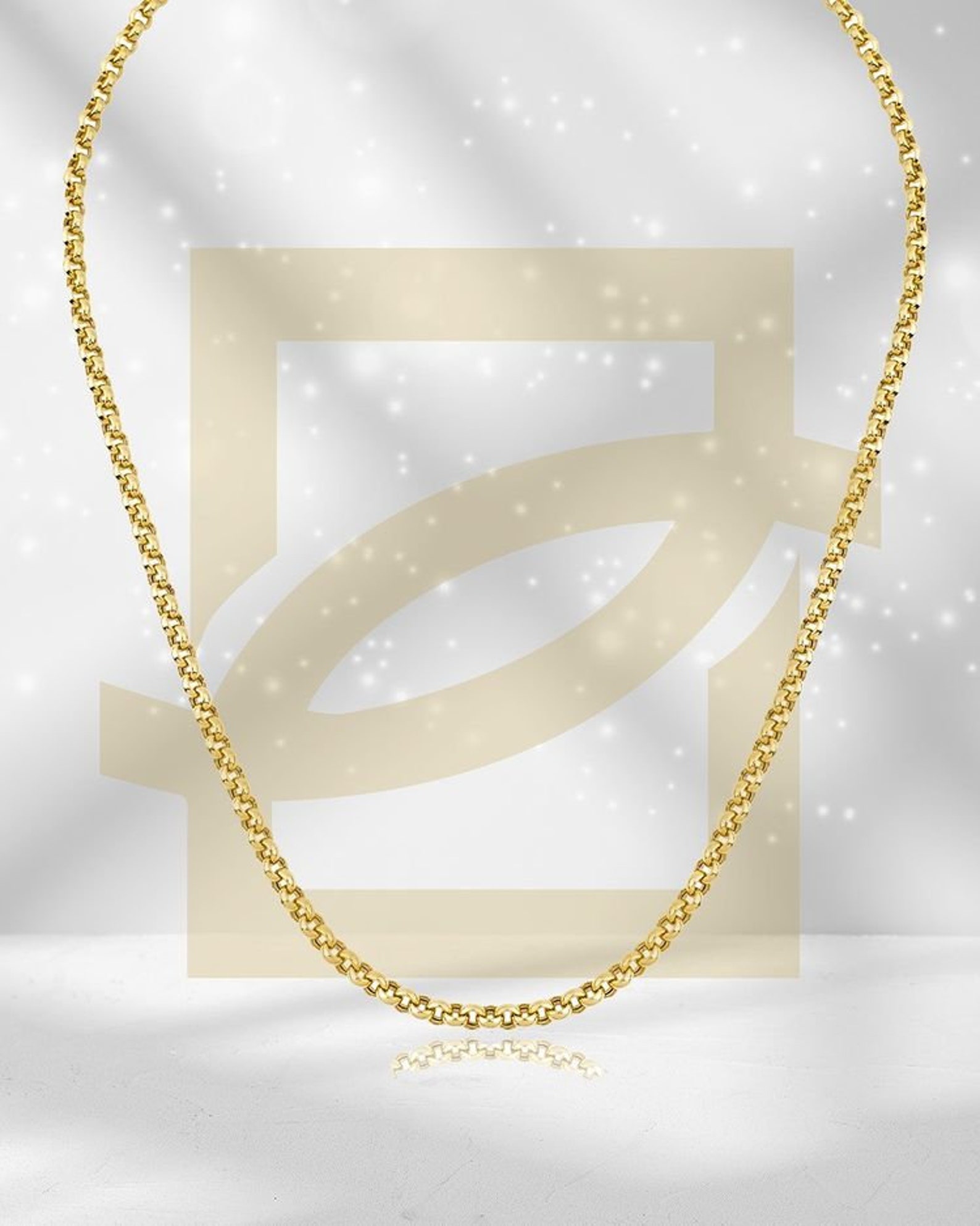 14K Gold Rolo Chain Necklace, 4mm Round Cut Genuine 14K Gold Belcher ...