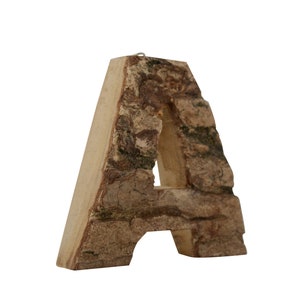 Rustic Bark Wooden Tree Trunk 8cm Letters Alphabet A-Z, &, Star and ...
