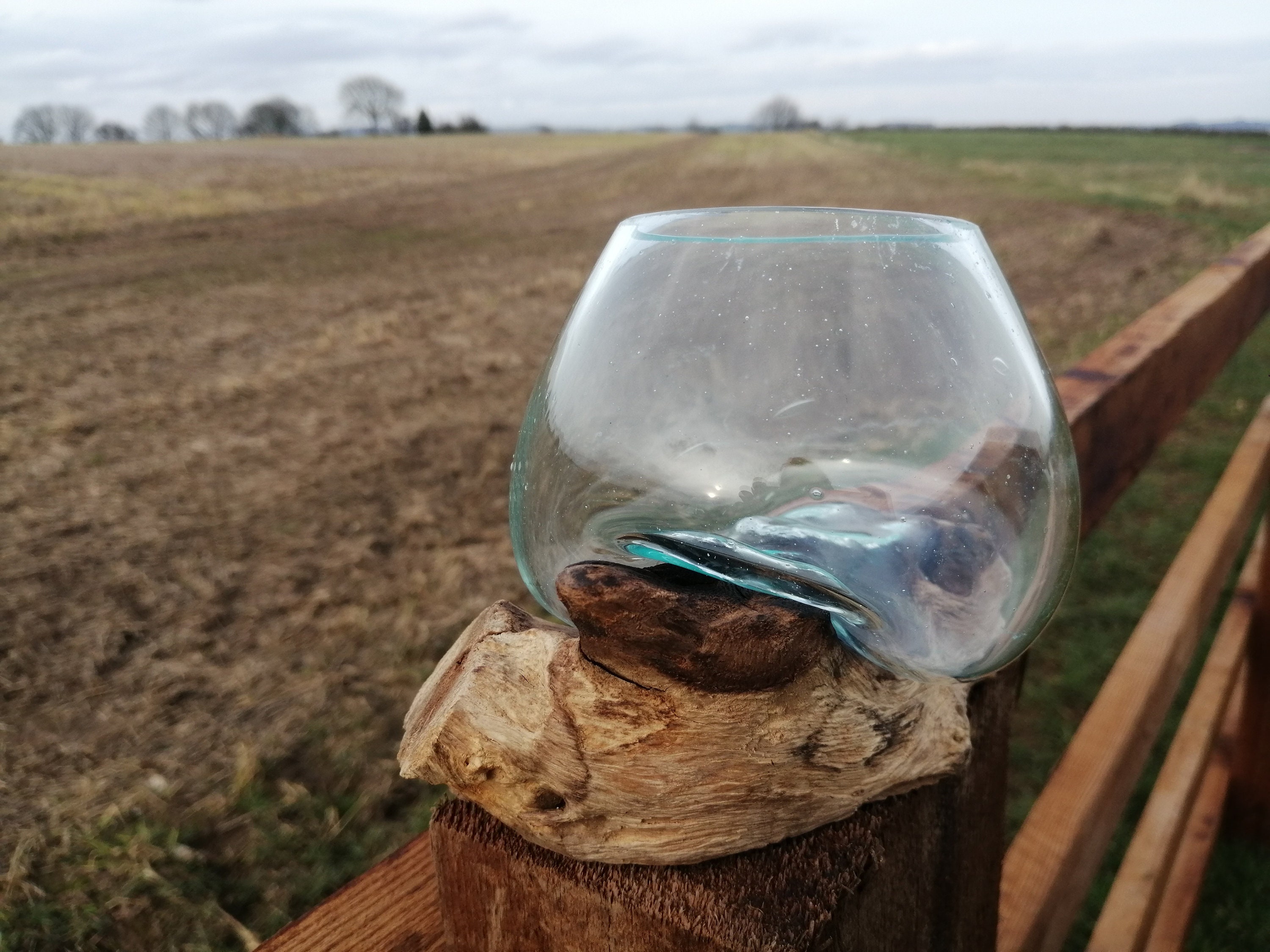 Moulton Glass Bowl on Gamal Wood 10cm - Etsy UK
