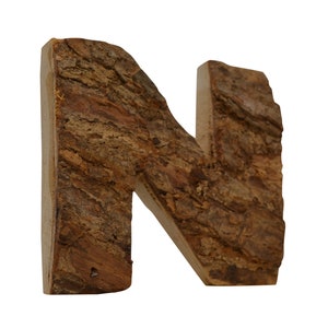 Rustic Bark Wooden Tree Trunk 8cm Letters Alphabet A-Z, &, Star and ...