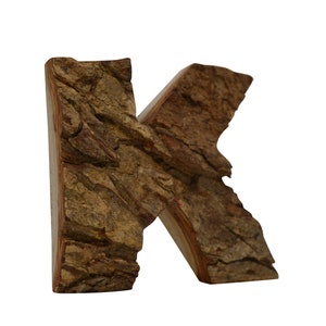 Rustic Bark Wooden Tree Trunk 8cm Letters Alphabet A-Z, &, Star and ...