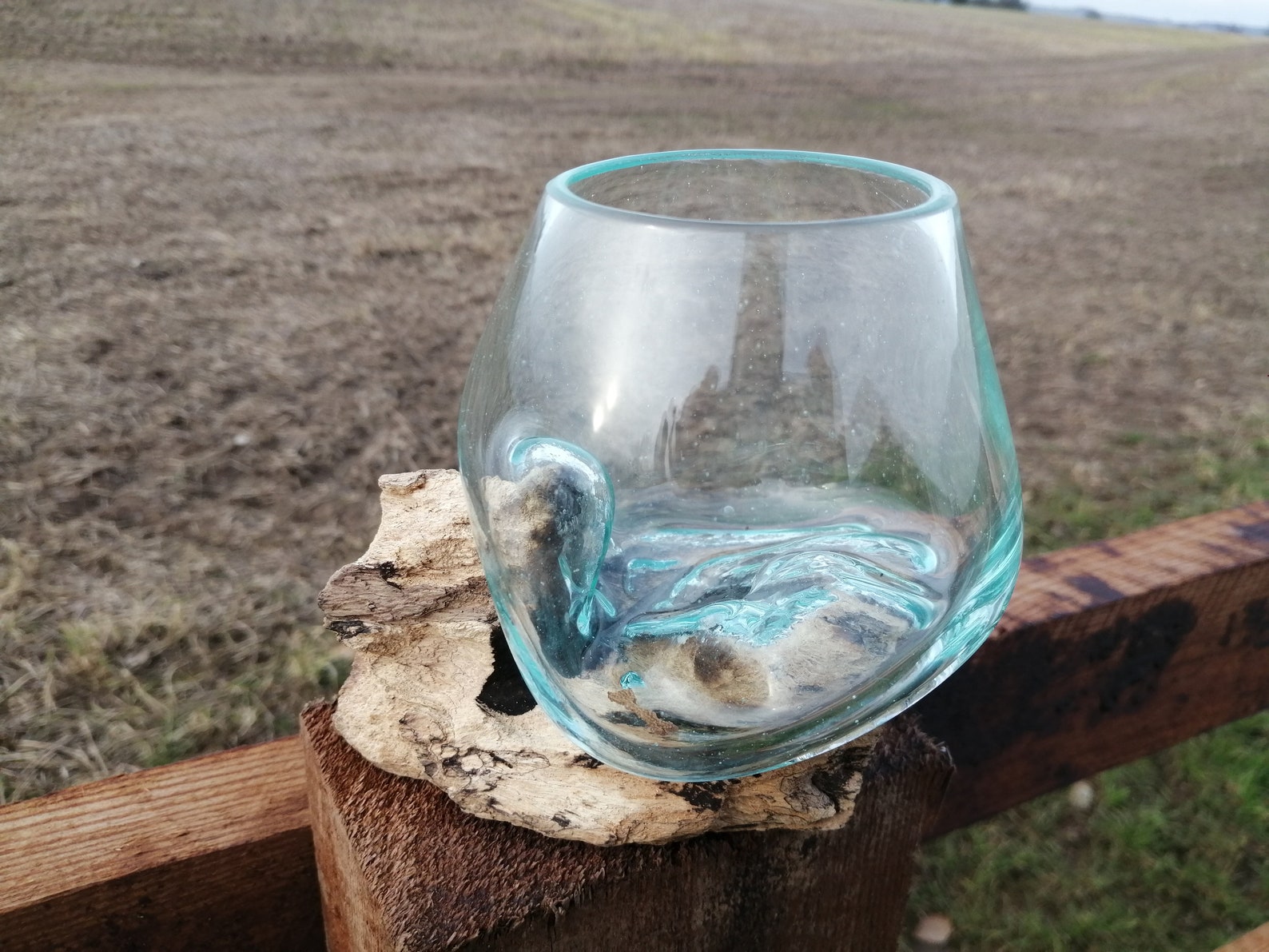 Moulton Glass Bowl on Gamal Wood 10cm - Etsy UK