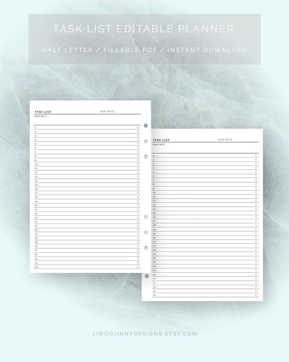 Free personal task planner template - Washonest