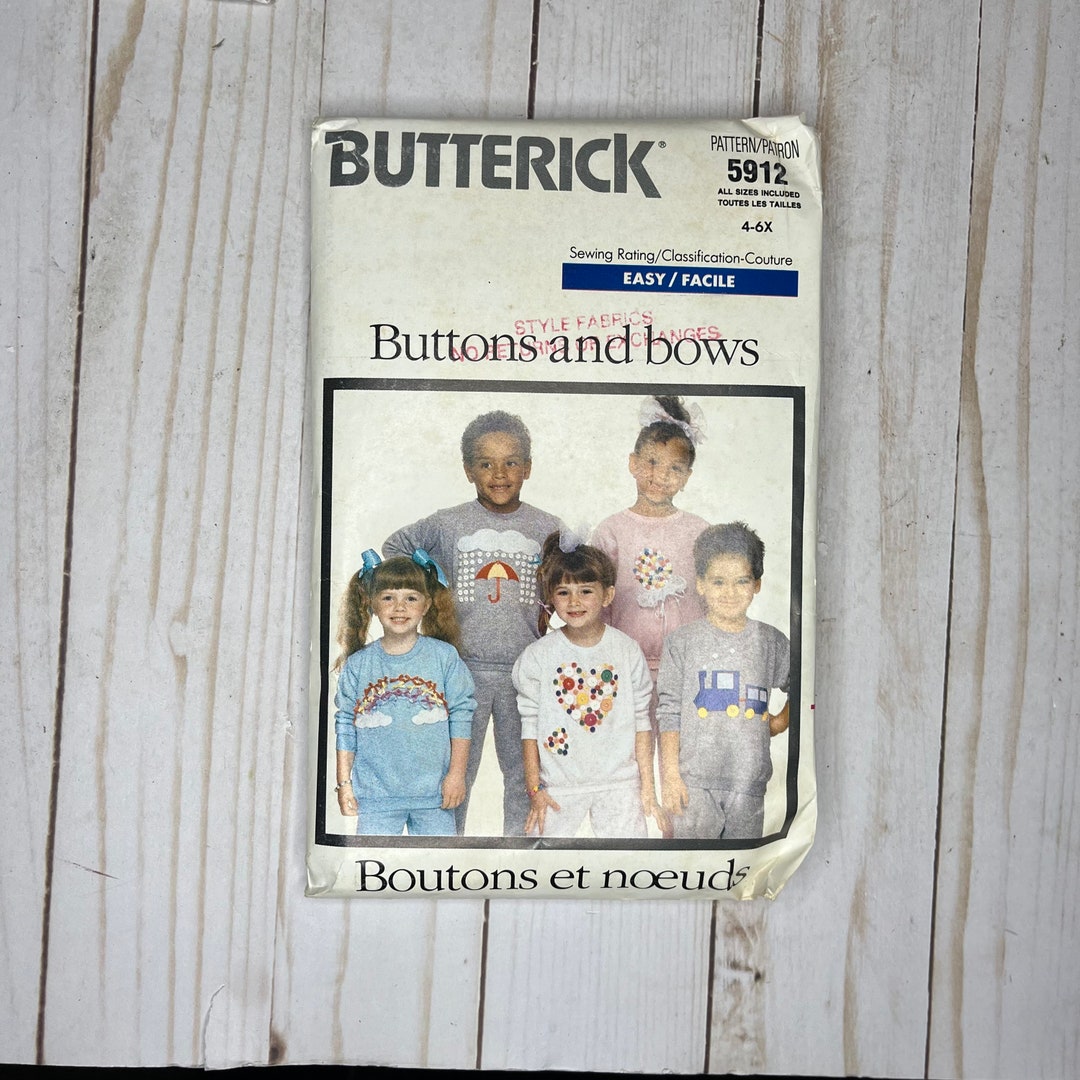 Butterick Uncut Sewing Pattern 5912 Vintage 1987 Buttons and Bows ...