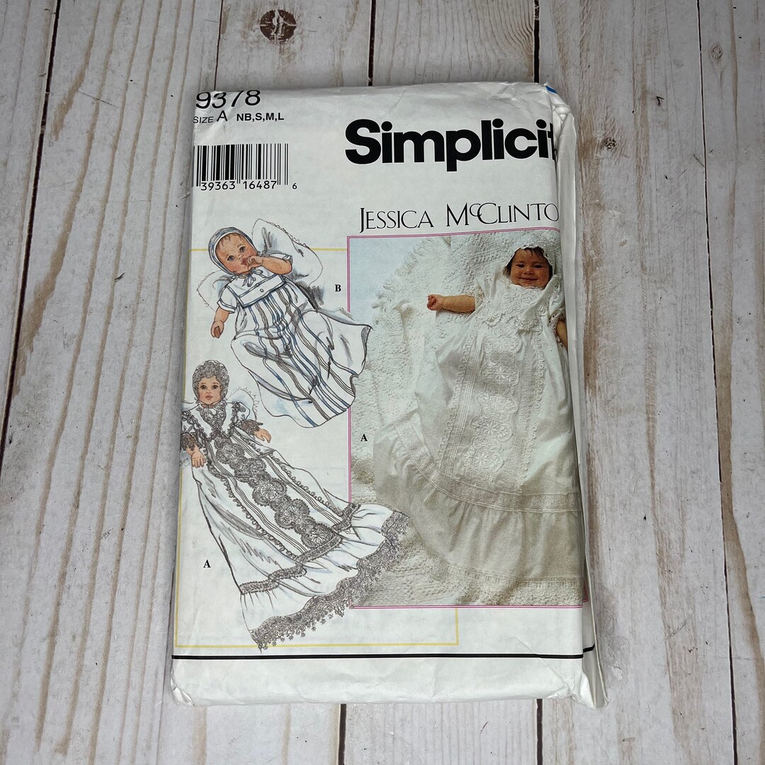 Simplicity Jessica Mcclintock Babies Christening Gown, Slips, and Bonnets Uncut Sewing Patterns ...