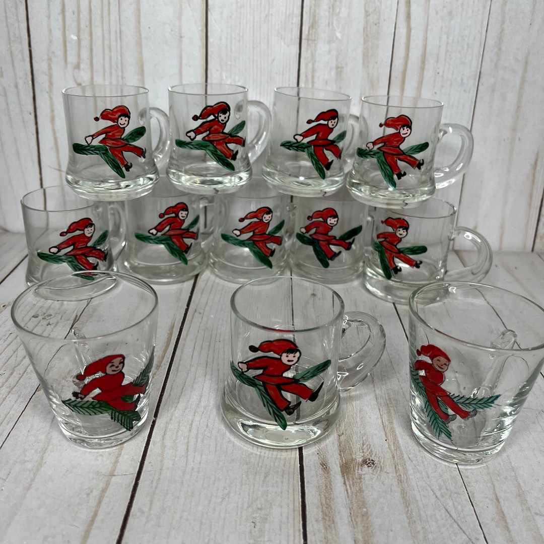 AS IS Handpainted Christmas Elf Shot Glasses Mini Mugs - Etsy