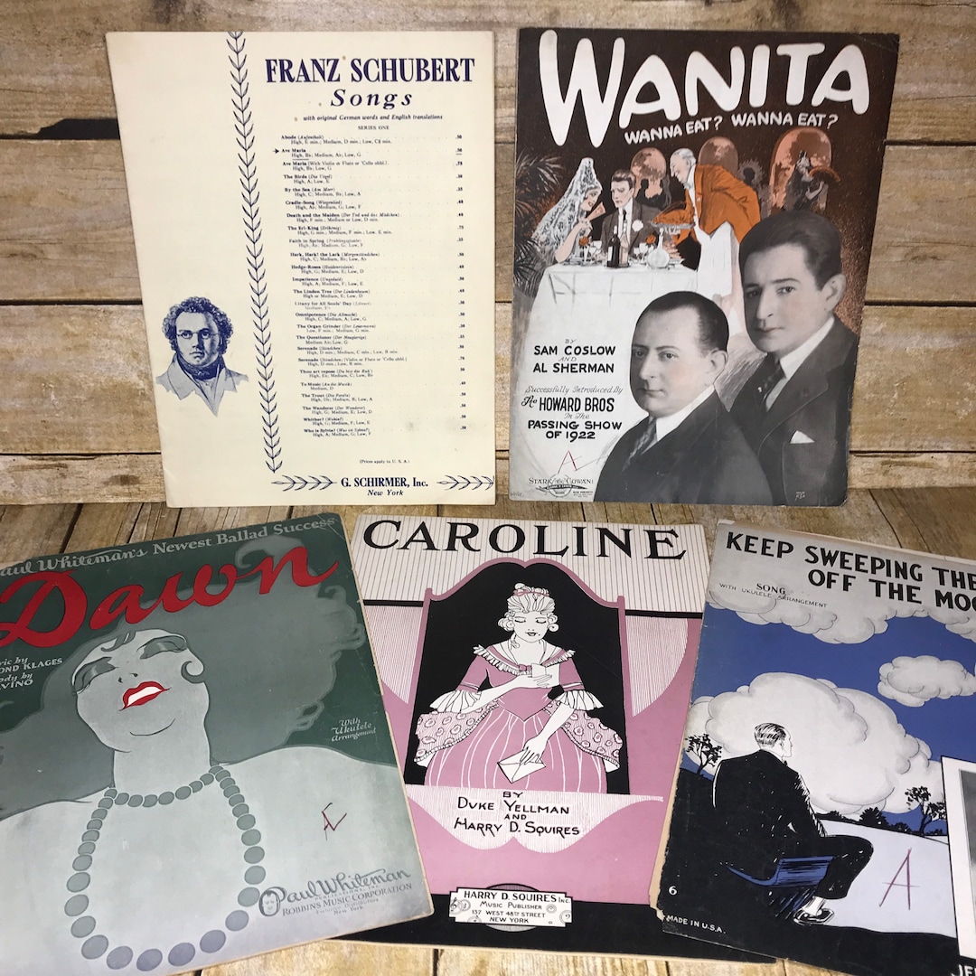 Vintage 1920s Sheet Music, Vintage Piano Music Sheets, 1920s Piano ...
