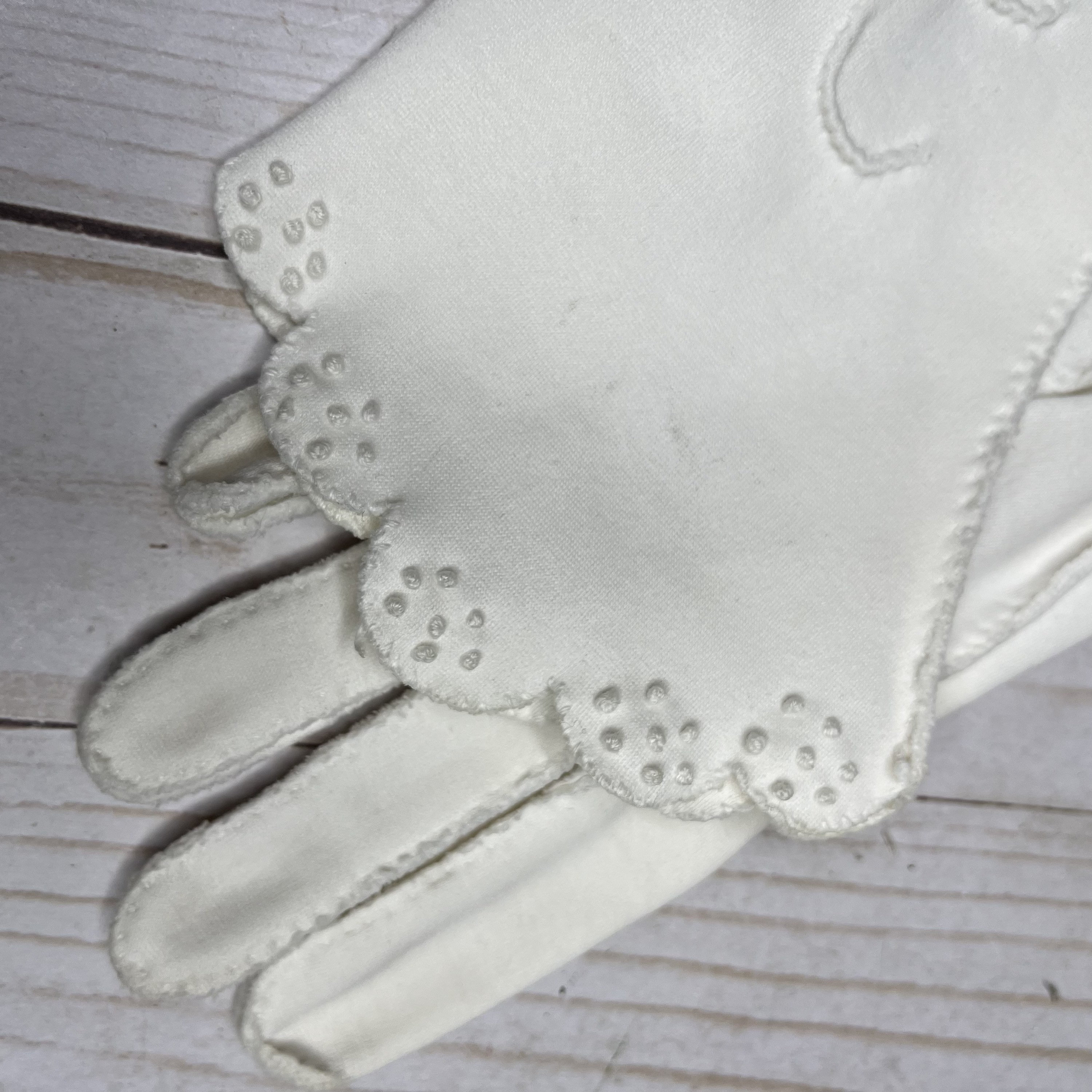 Vintage Fancy White Gloves Bridal Accessory, White Double Woven Cotton ...