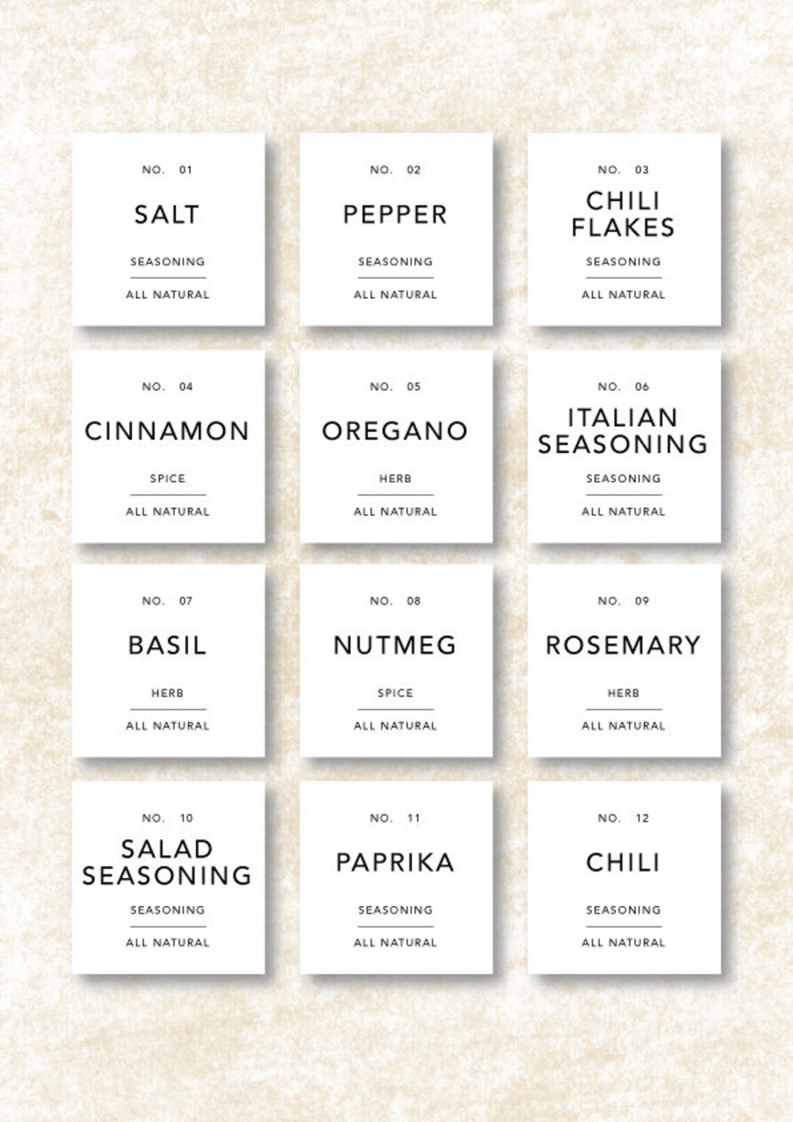 Jar Labels for Spices Herbs or Seasoning Minimalist DIY - Etsy