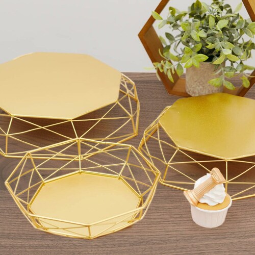 12 Geometric Cake Stand Gold Display Riser Metal Cake - Etsy