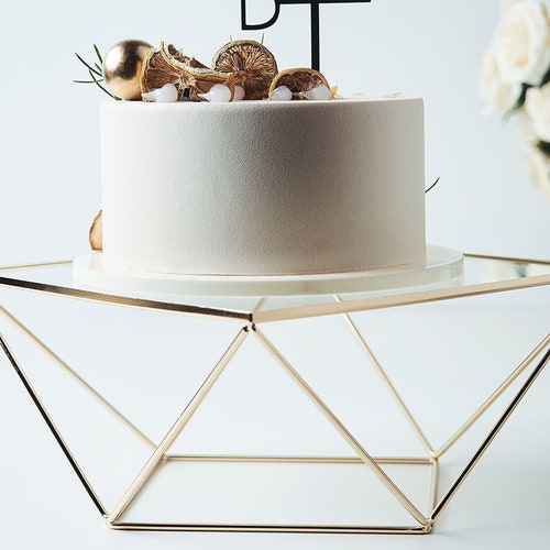 12 Geometric Cake Stand Gold Display Riser Metal Cake - Etsy