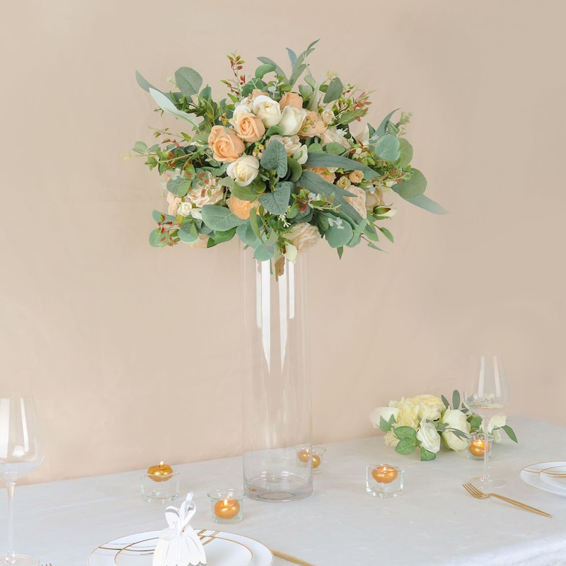 Tall Glass Vase Wedding Centerpiece - Etsy