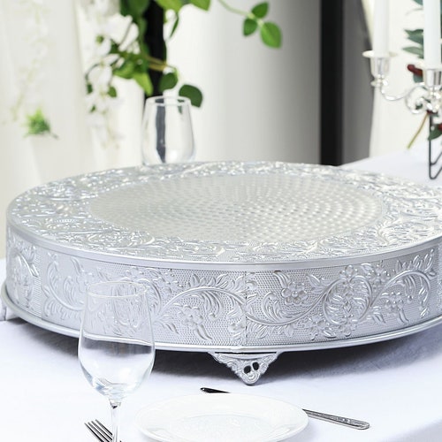 22 Embossed Round Cake Plateau Gold Cake Stand Metal - Etsy