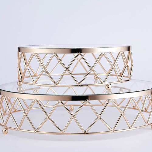 Set of 3 Gold Cake Stand Wedding Geometric Display Stand - Etsy