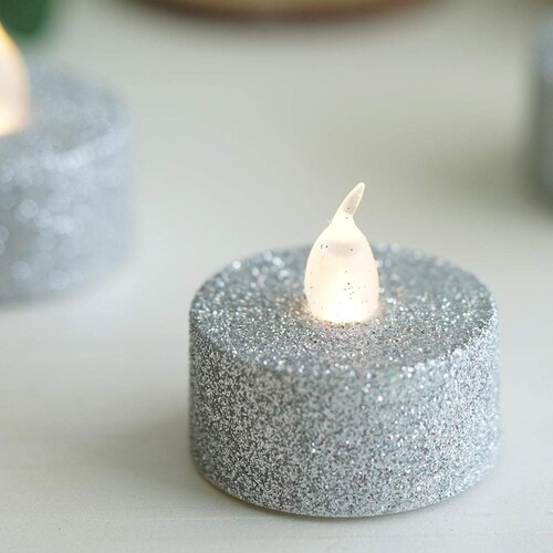 Silver Glitter LED Candles Flameless Candles LED Party | Etsy
