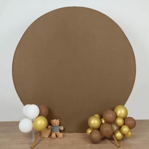 7.5ft Taupe Round Spandex Fit Wedding Round Backdrop Stand Cover ...