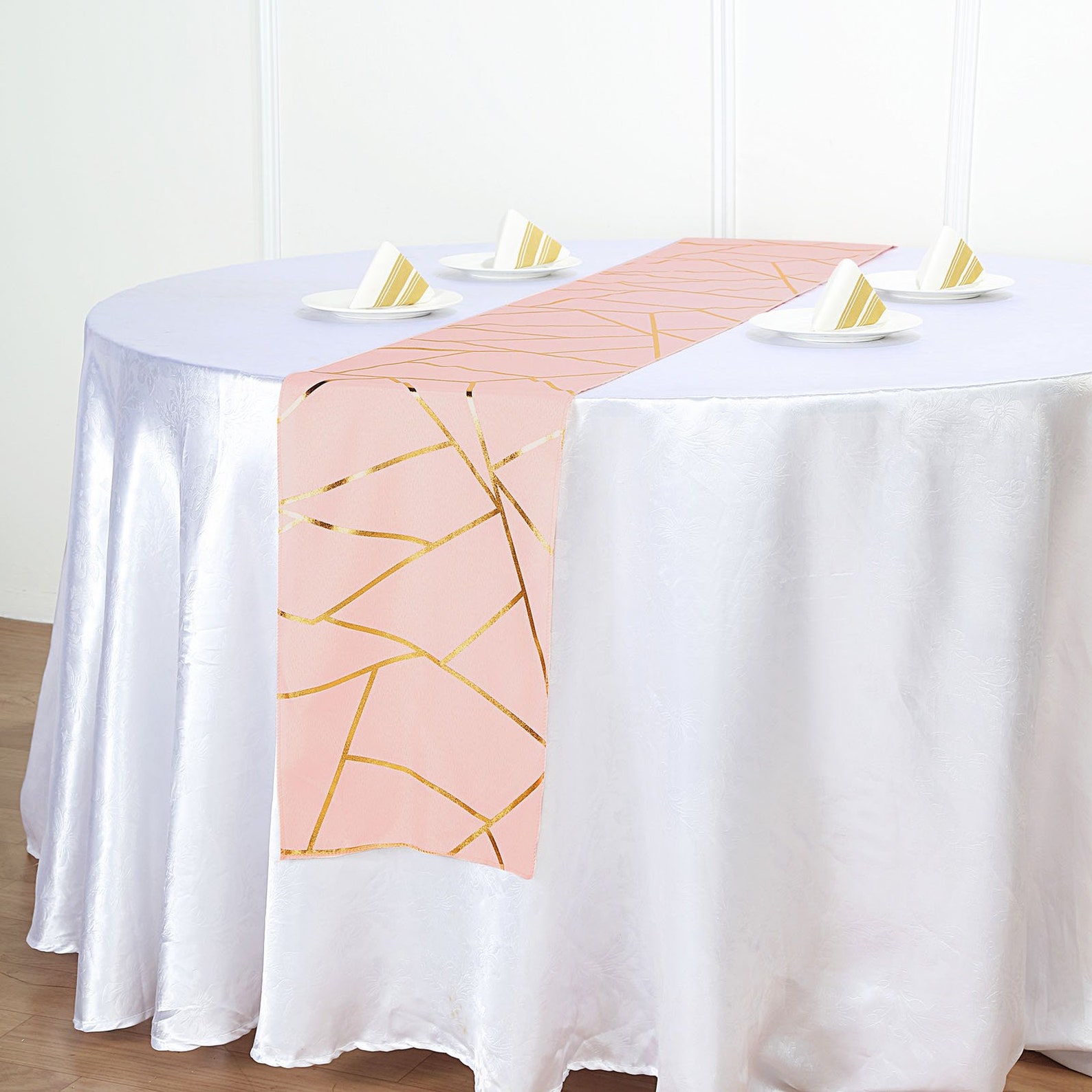 9 FT Blush Table Runner With Gold Foil Patterns Geometric - Etsy