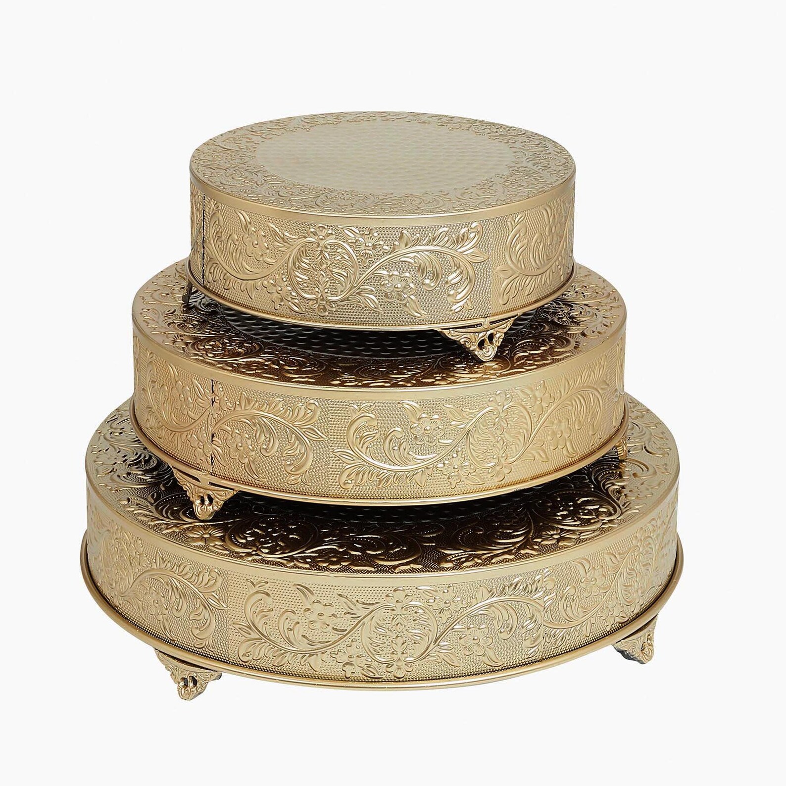 18 Embossed Round Cake Plateau Gold Cake Stand Metal - Etsy