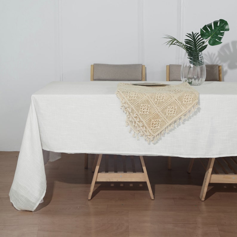 60x126 White Premium Faux Linen Rectangular Tablecloth - Etsy