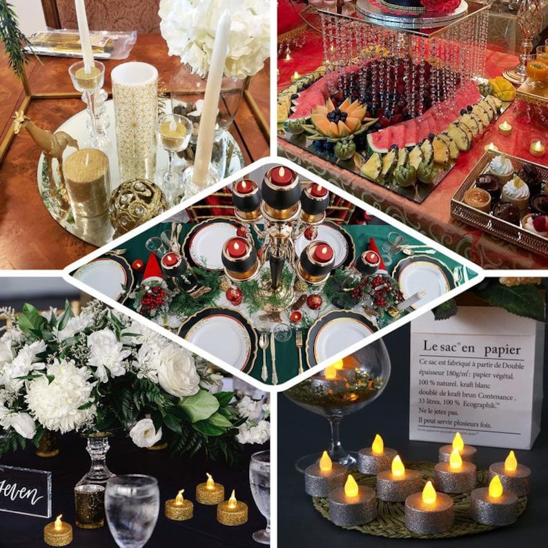Silver Glitter LED Candles, Flameless Candles, LED Party Candles ...