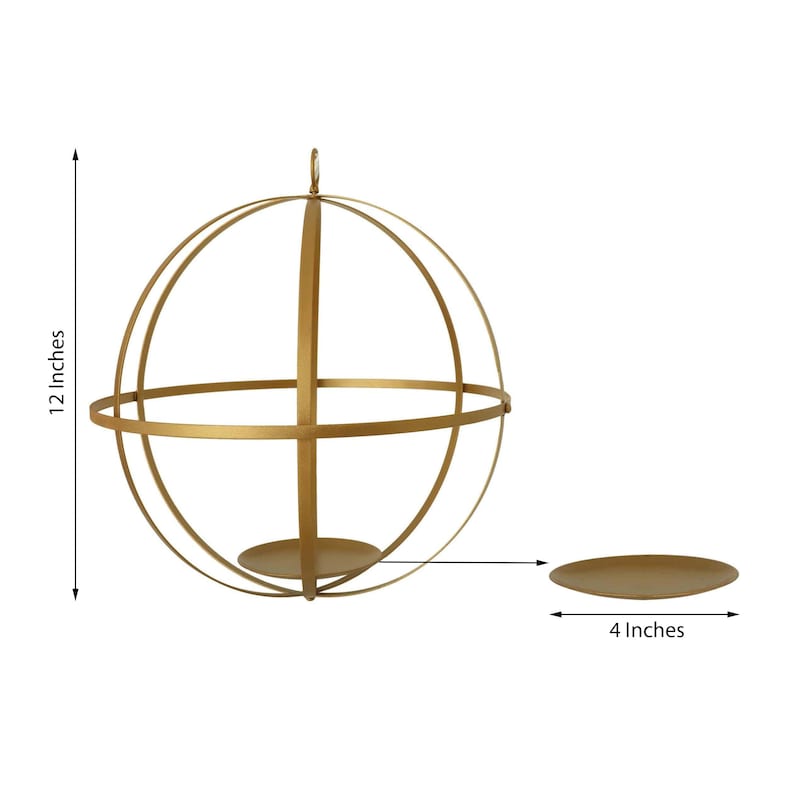 12" Gold Wrought Iron Folding Sphere Round Hoop Centerpiece or Hanging ...