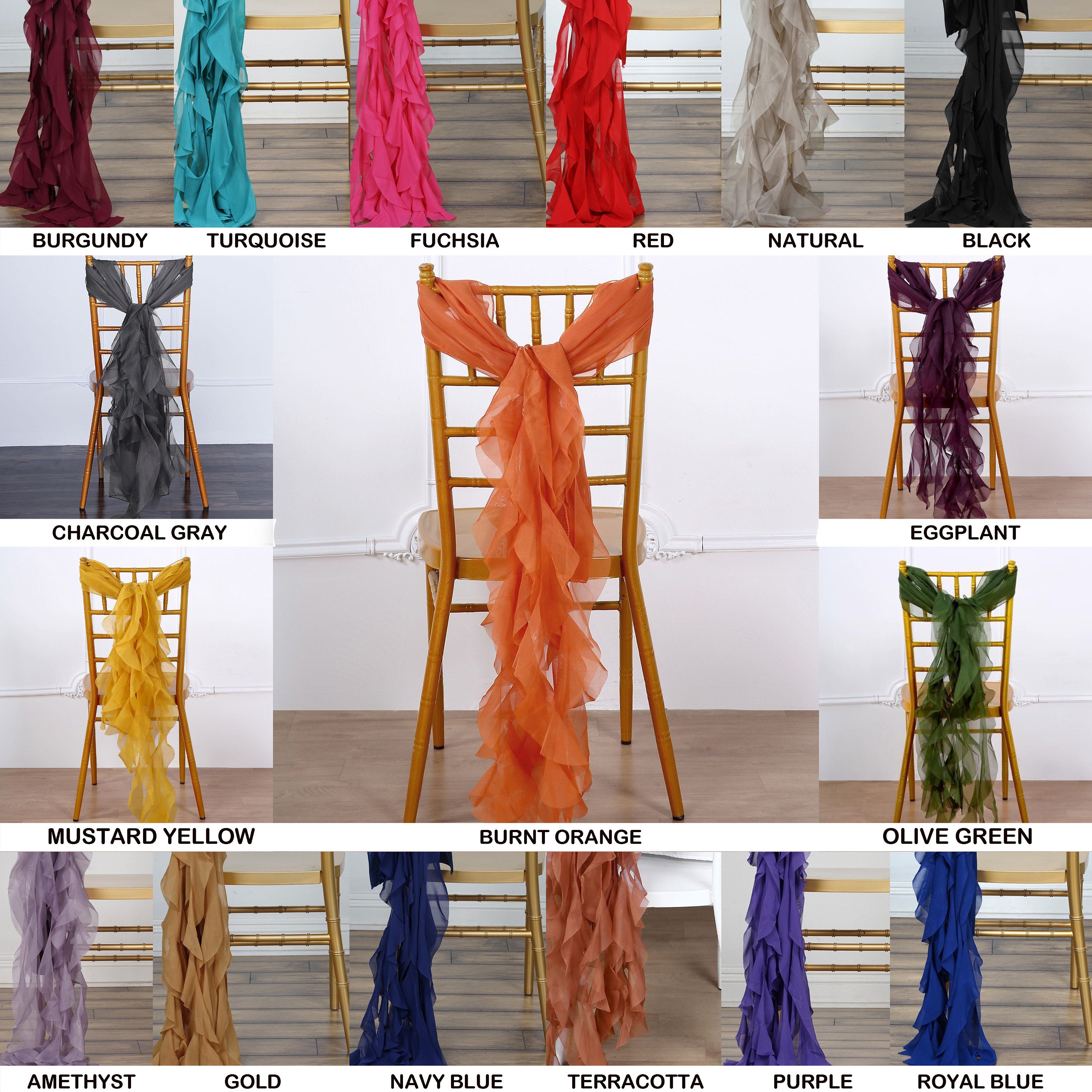 Set of 6 Strands Chiffon Sash for Chair Decor Wedding Chair - Etsy