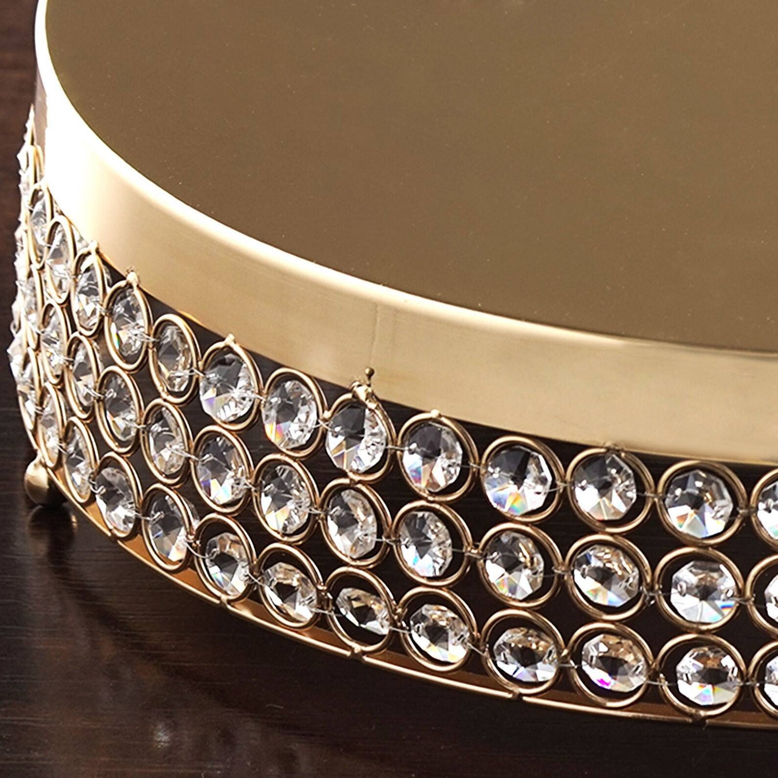 13" Gold Cake Stand, Crystal Metal Cake Stand, Cake Riser, Food Display ...
