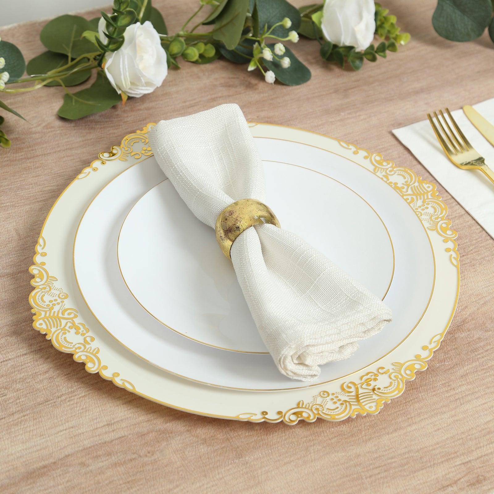 20-pack Economy Plastic Charger Plates 13" Round Ivory With Gold ...