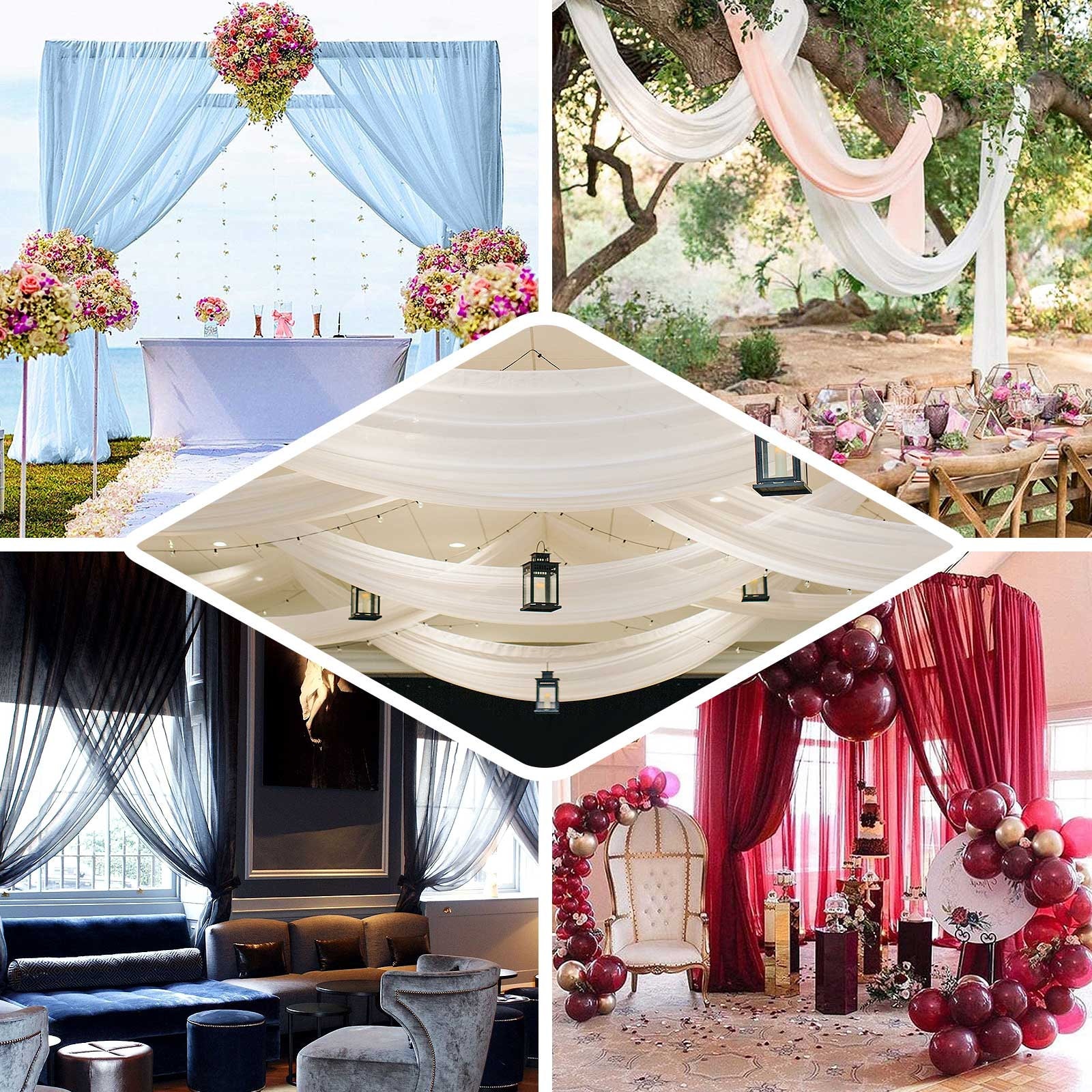 14ft White Sheer Voile Chiffon Fabric Draping Panels 5 Ft Wide for ...