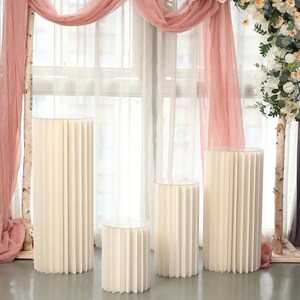 32" Ivory Wedding Props Stage Origami Round Pillar Set Baby Shower ...