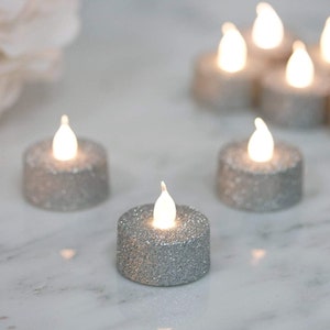 Silver Glitter LED Candles, Flameless Candles, LED Party Candles ...