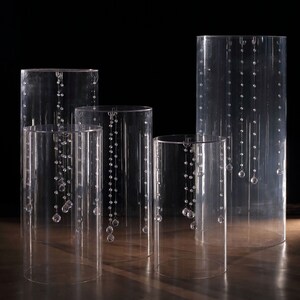Set of 5 | Clear Acrylic Cylinder Plinth Pedestal Stand, Display Boxes ...