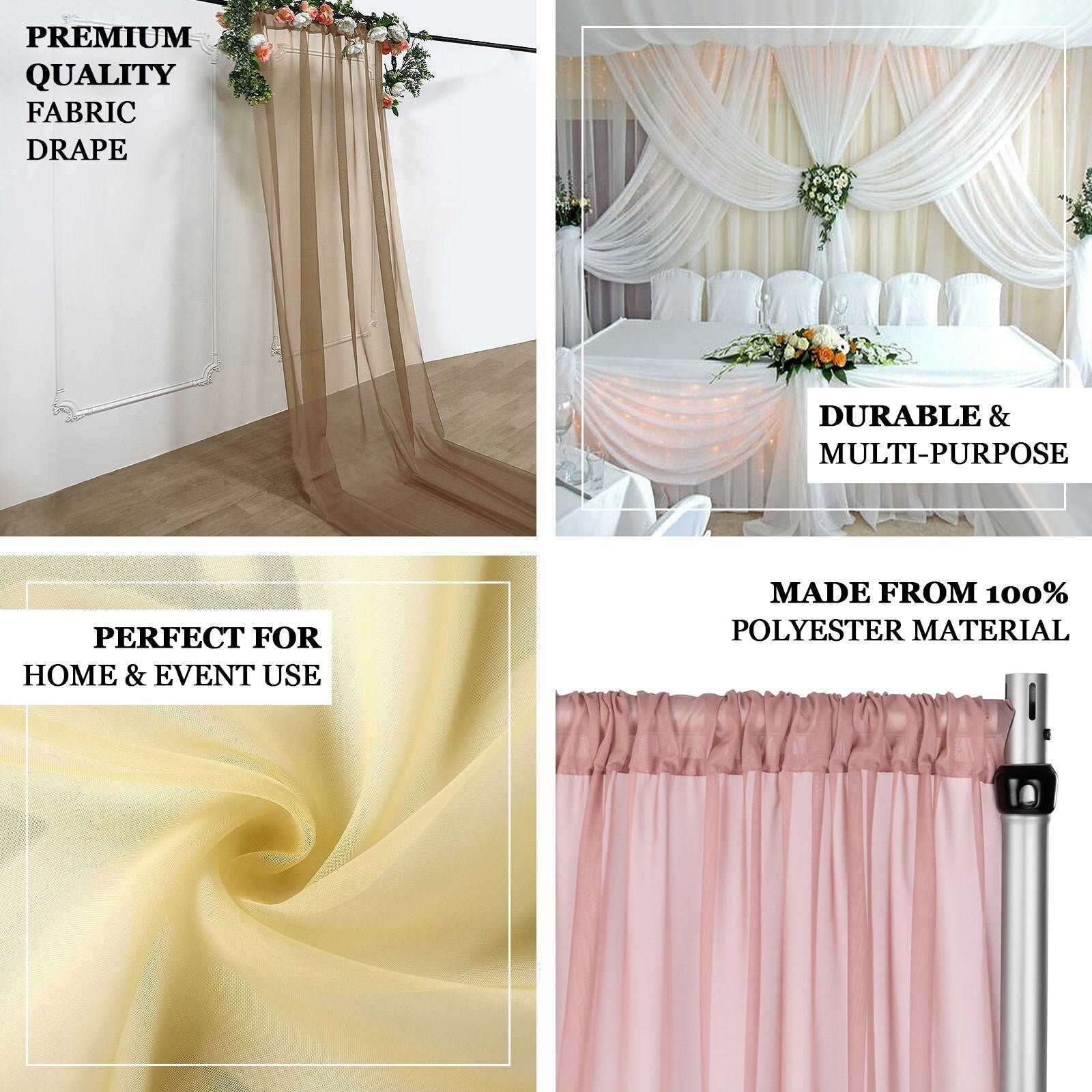 14ft White Sheer Voile Chiffon Fabric Draping Panels 5 Ft Wide for ...