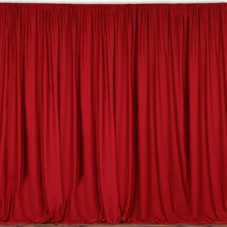 Set of 2 | 5ft W X 10ft L Red Fire Retardant Scuba Polyester Curtain ...